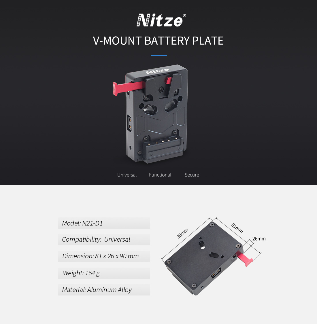 N21-D1 | Nitze V-Mount Battery Plate – WeDunk : บริษัท ดัง จำกัด
